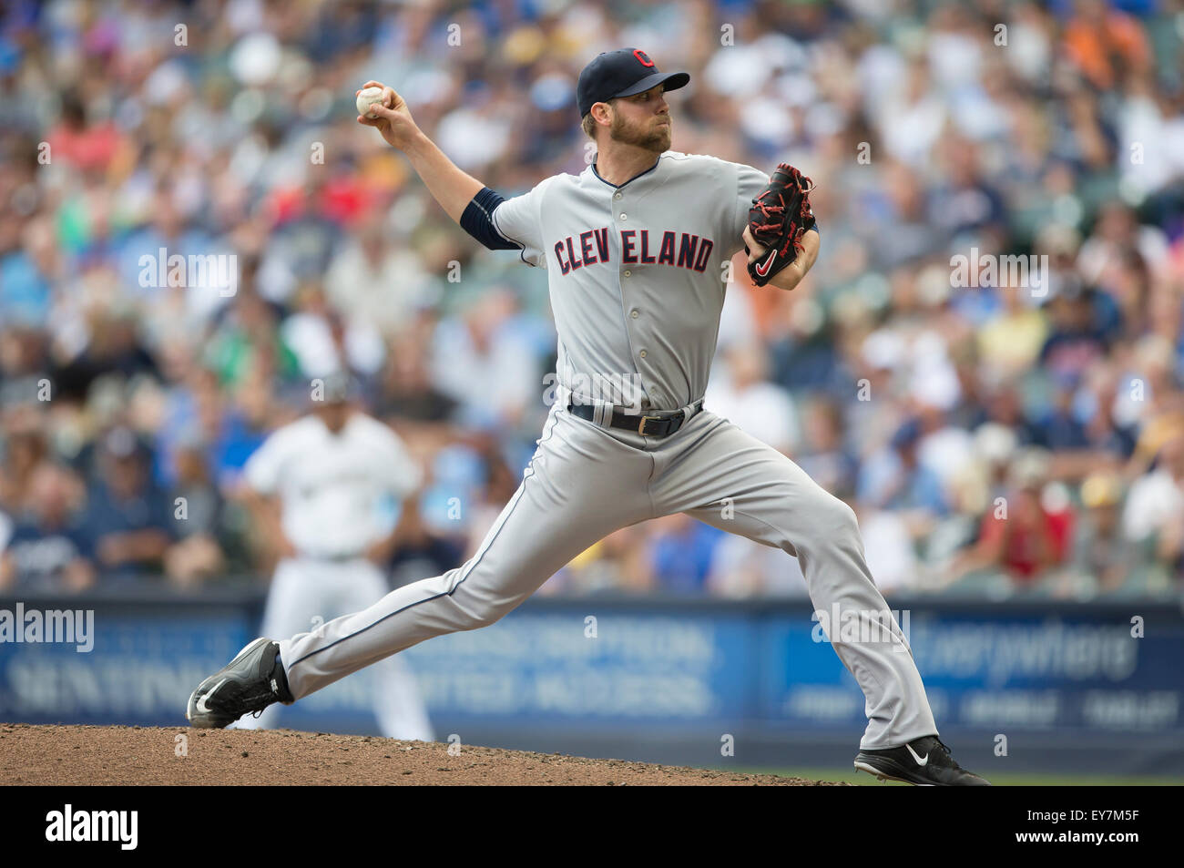 Milwaukee, WI, USA. 22nd July, 2015. Cleveland Indians relief pitcher ...