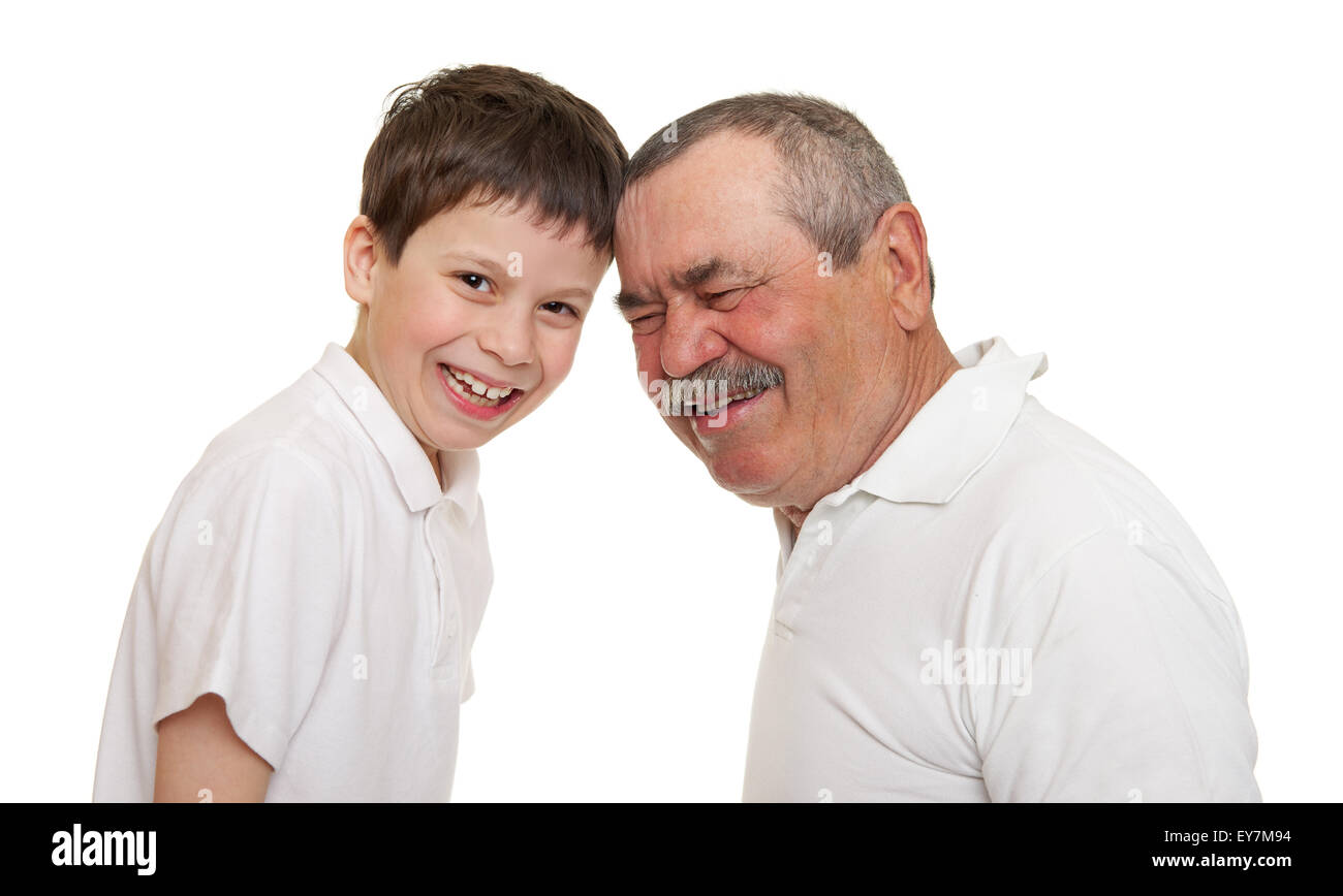 senior with children family portrait on white Stock Photo - Alamy