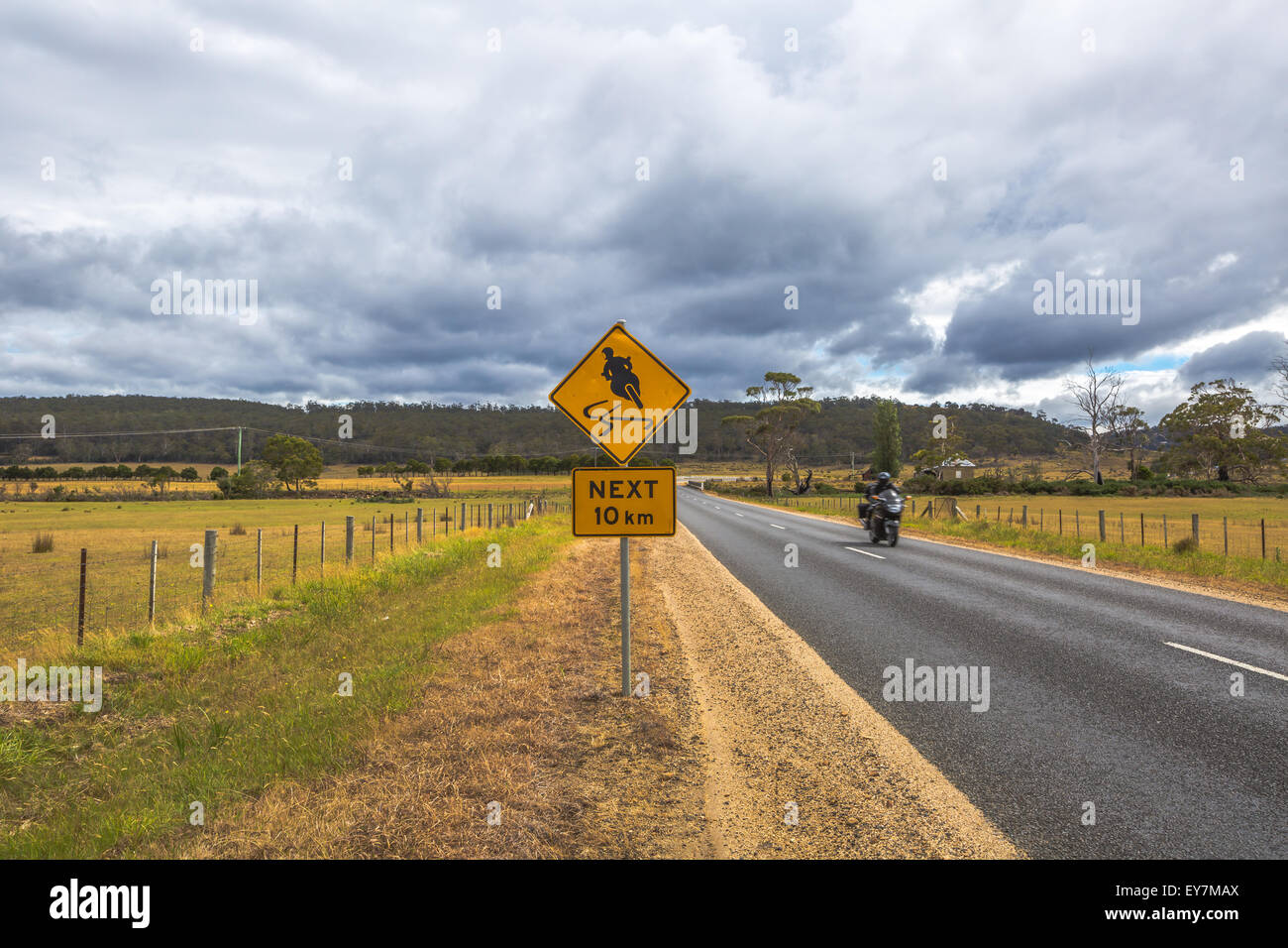 Motorcyclist Warning Sign Stock Photo - Alamy