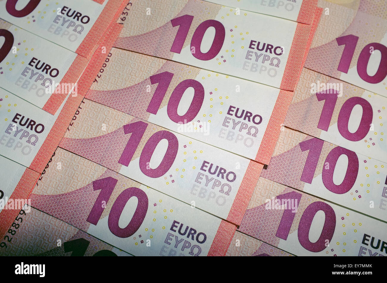 Rows of 10 Euro notes Stock Photo - Alamy
