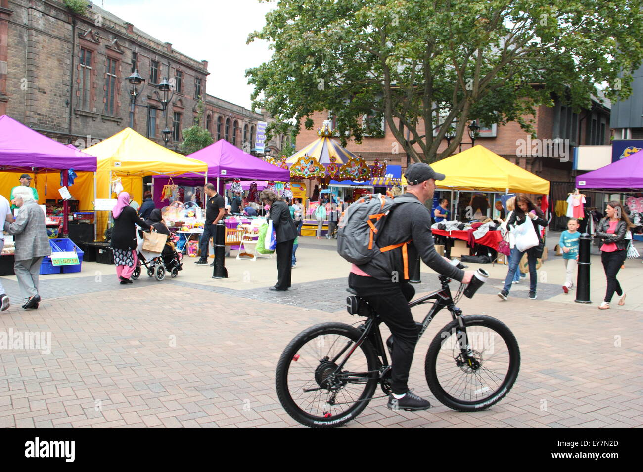 A cyclist passes through Effingham Street in Rotherham town centre on ...