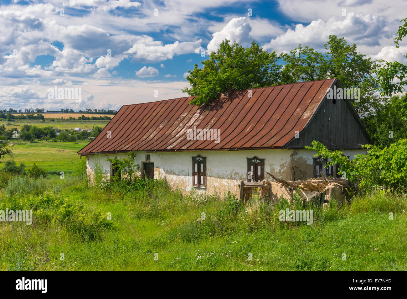 Old abandoned house in Ukrainian rural area Stock Photo - Alamy
