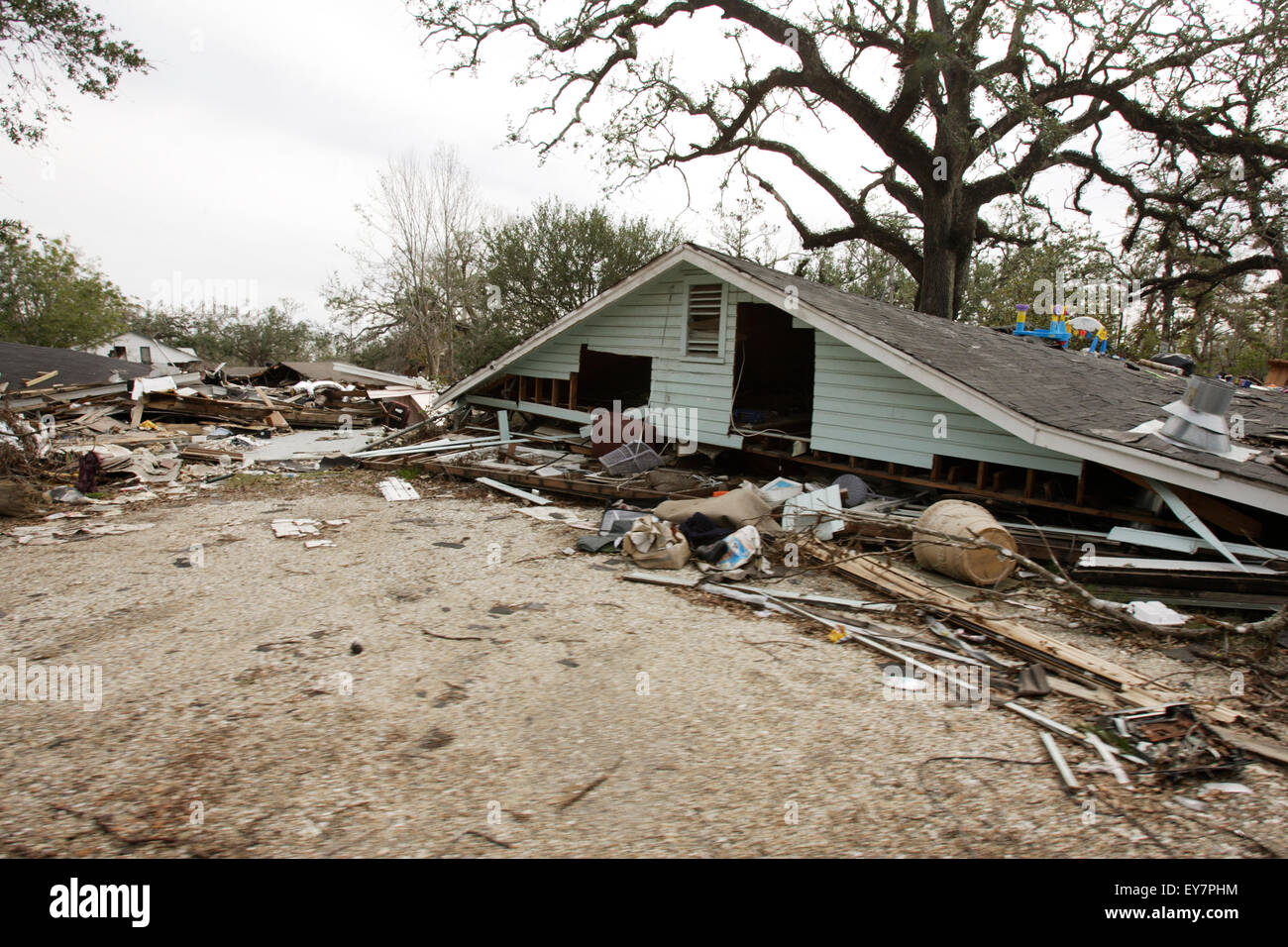 The roof of a Mississippi house destroyed by Hurricane Katrina sits ...