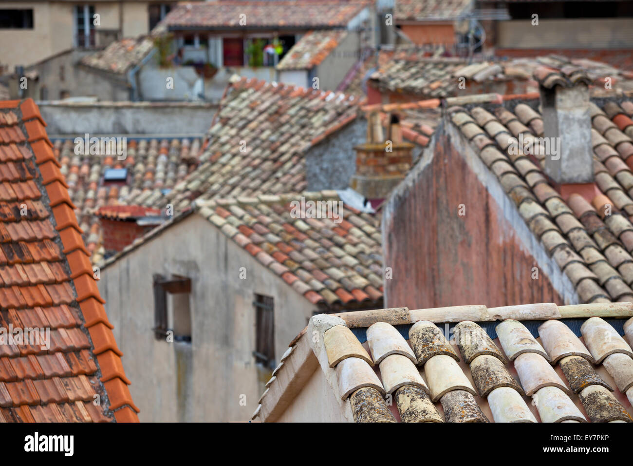 French small town view from above. Horizontal shot Stock Photo - Alamy