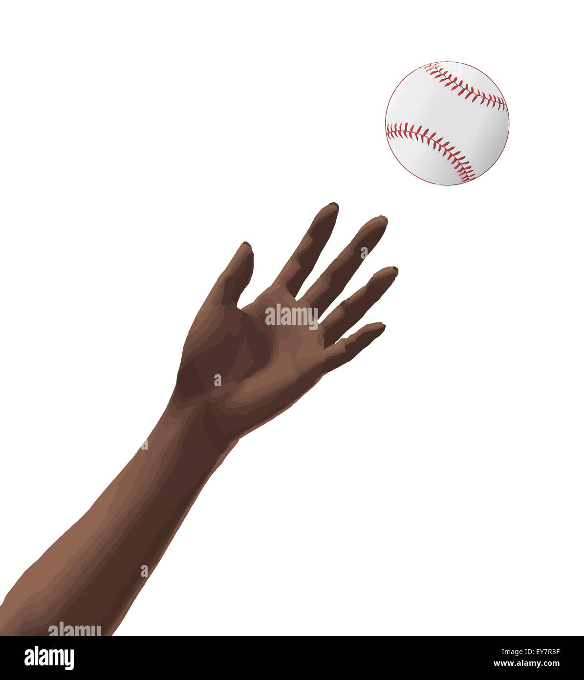 A hand catching a baseball over a white background Stock Photo - Alamy