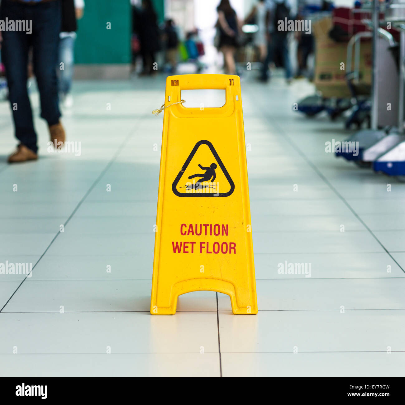 Plate "caution wet floor Stock Photo - Alamy