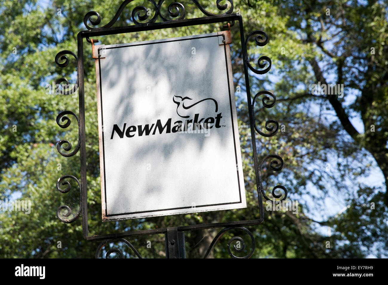 A logo sign outside of the headquarters of the NewMarket Corporation in ...