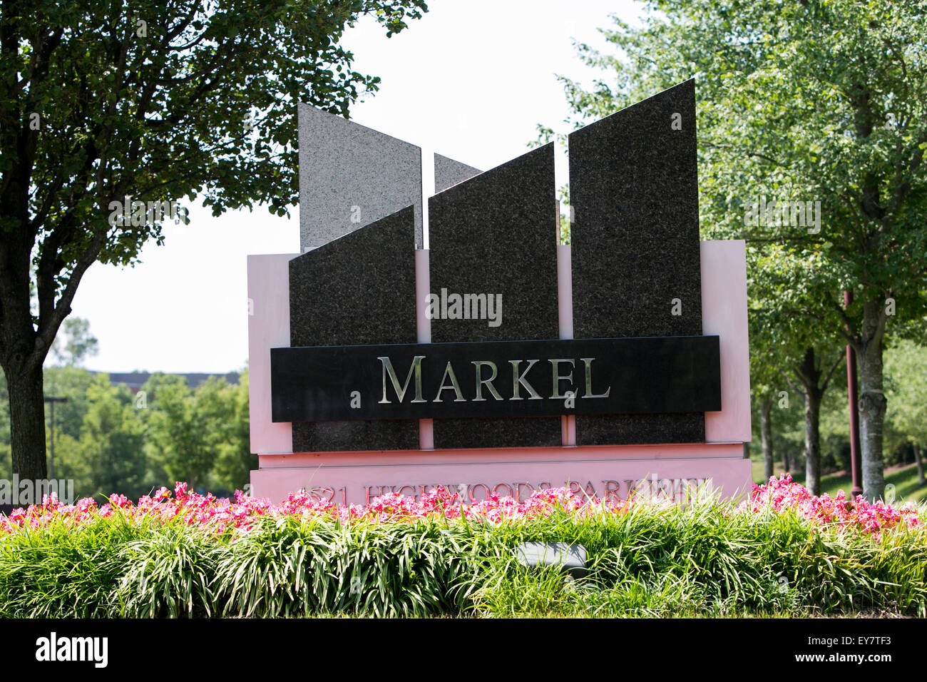 A logo sign outside of the headquarters of the Markel Corporation in ...