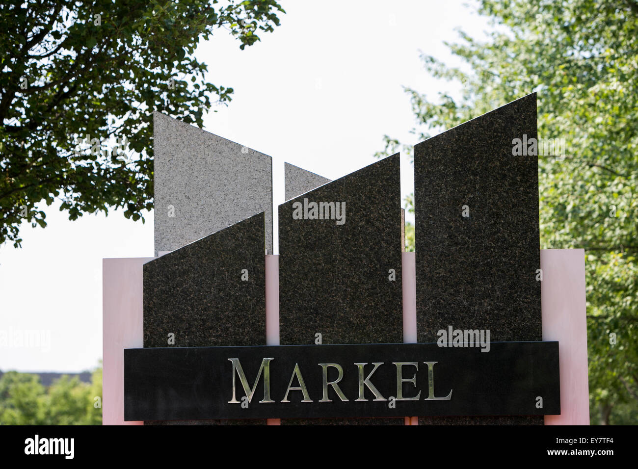 A logo sign outside of the headquarters of the Markel Corporation in ...