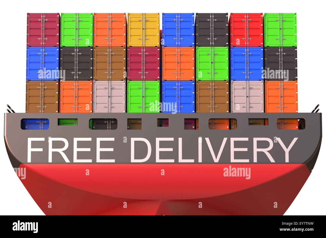 container ship, free delivery concept isolated on white background ...
