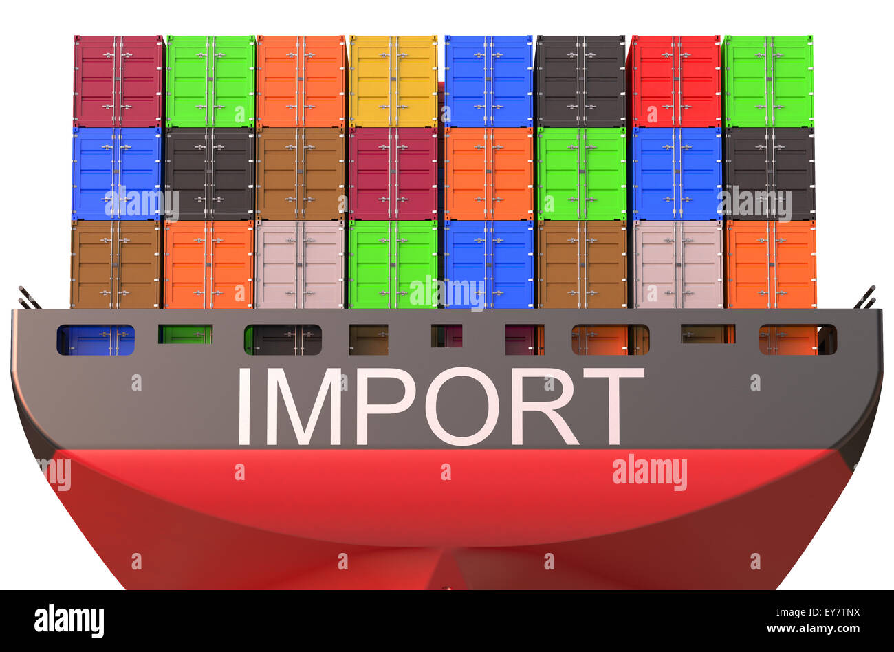 container ship, import concept isolated on white background Stock Photo ...