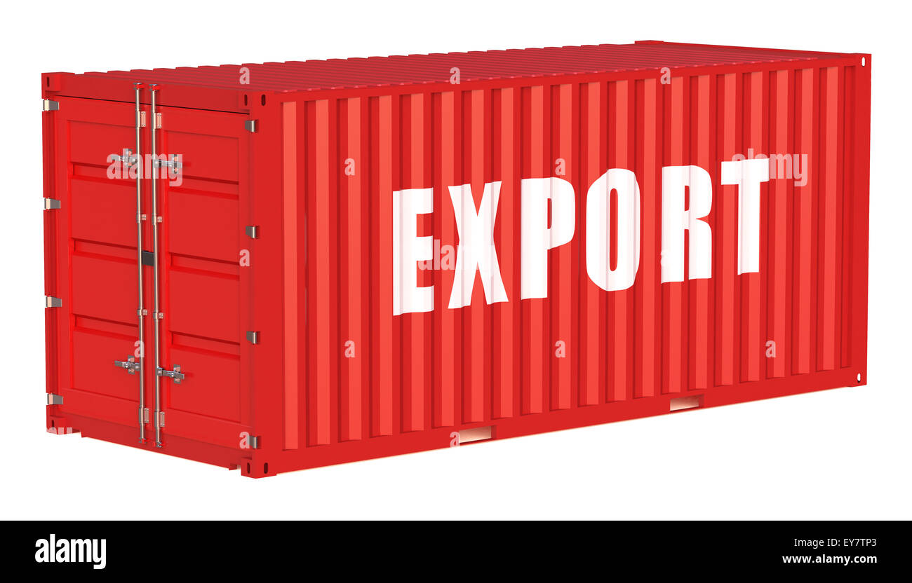 export concept with cargo container isolated on white background Stock ...