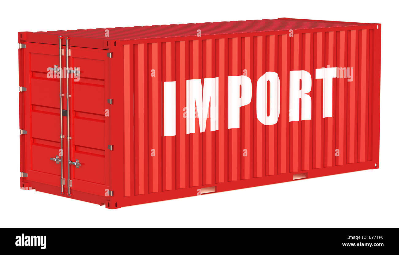 import concept with cargo container isolated on white background Stock ...