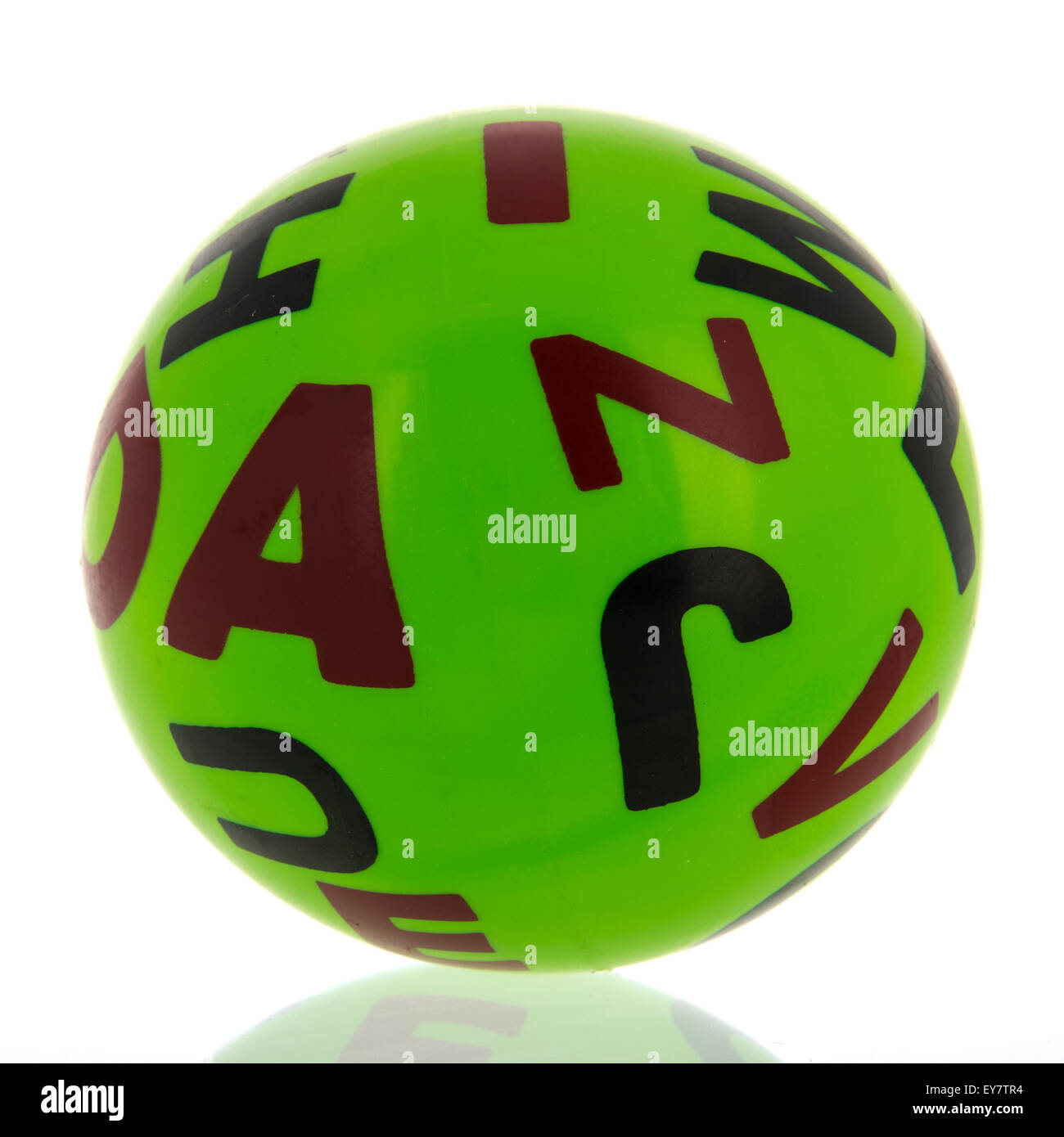 Green toy ball with letters isolated over white background Stock Photo ...