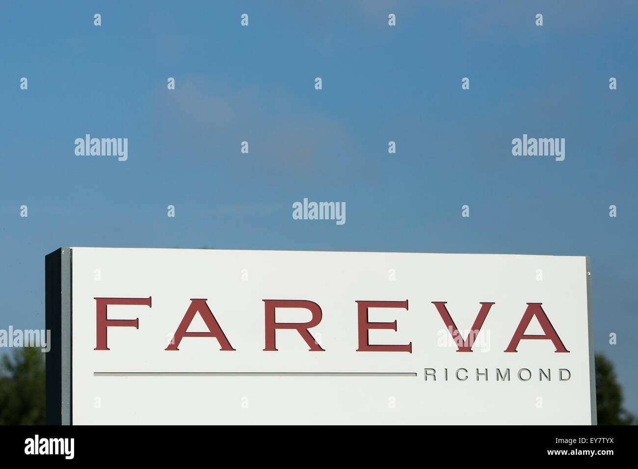 A logo sign outside of a facility occupied by Fareva in Richmond ...