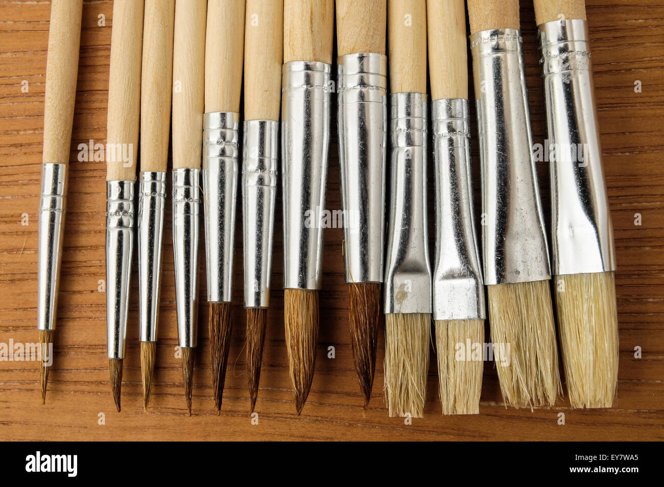 New Wooden Different Paintbrush Texture Stock Photo - Alamy