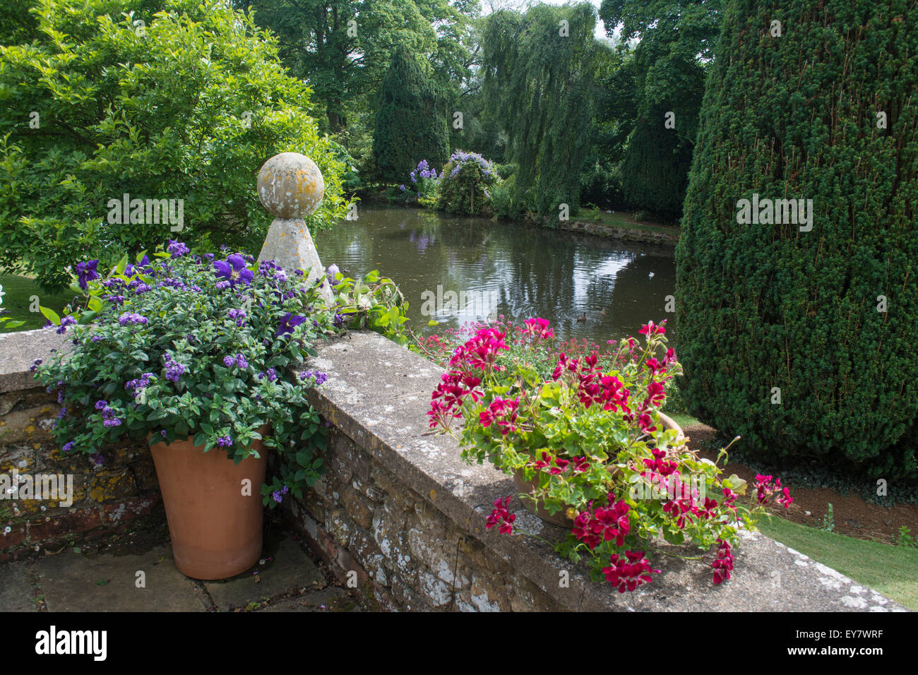 flower borders at Coton Manor Gardens, Nr Guilsborough ...