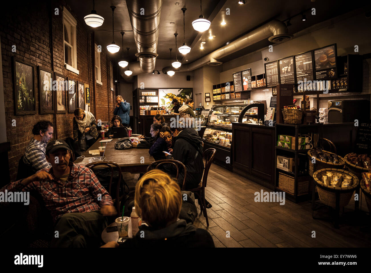 Starbucks interiror at chelsea, NYC Stock Photo - Alamy