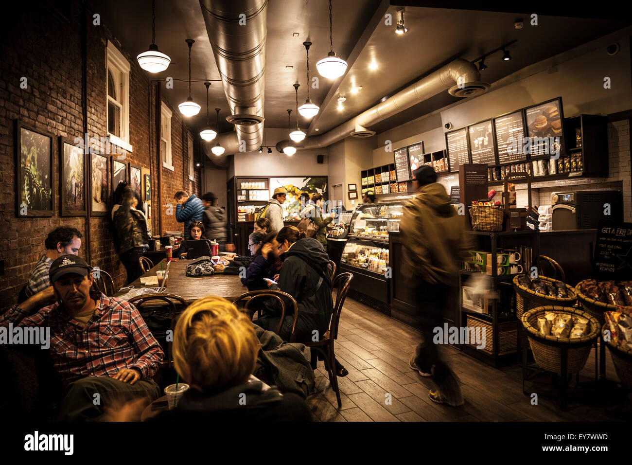 Starbucks interiror at chelsea, NYC Stock Photo - Alamy