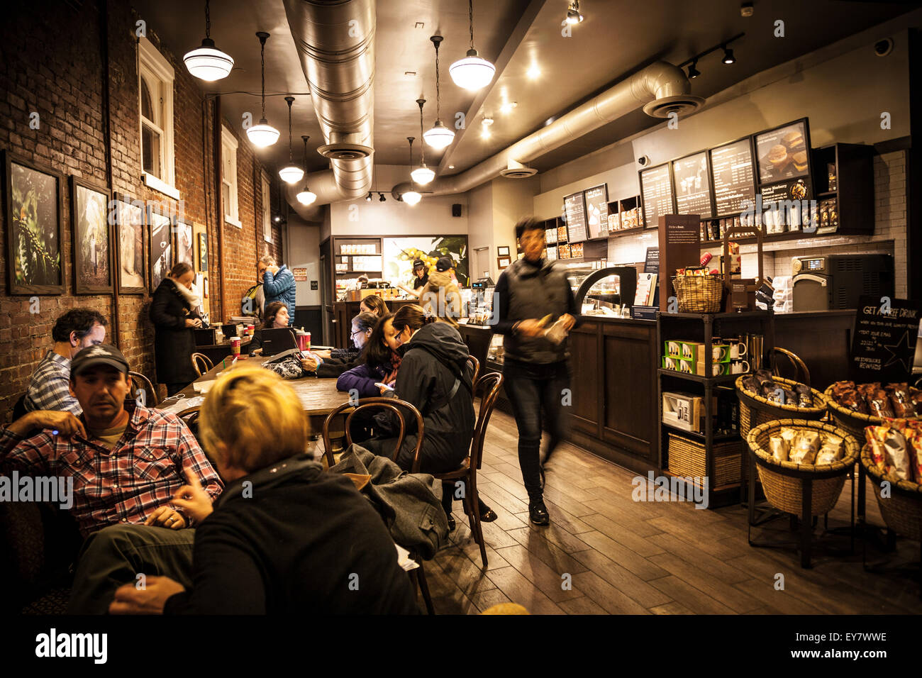 Starbucks interiror at chelsea, NYC Stock Photo - Alamy