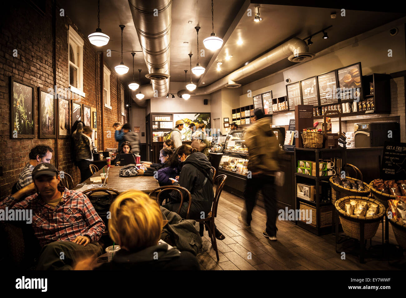 Starbucks interiror at chelsea, NYC Stock Photo - Alamy