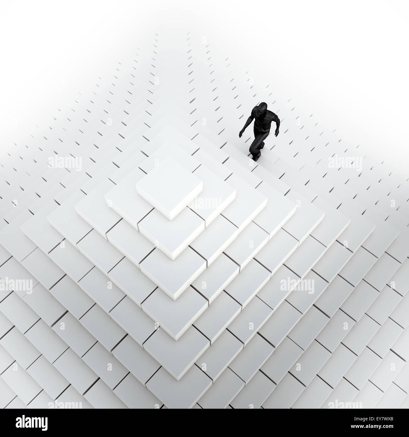 Man climbing an abstract pyramid Stock Photo - Alamy