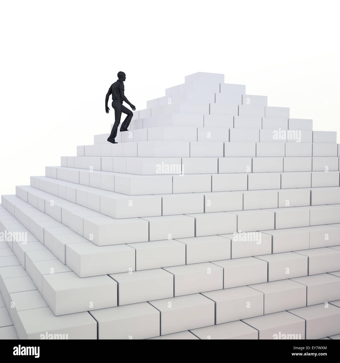 Man climbing an abstract pyramid Stock Photo - Alamy