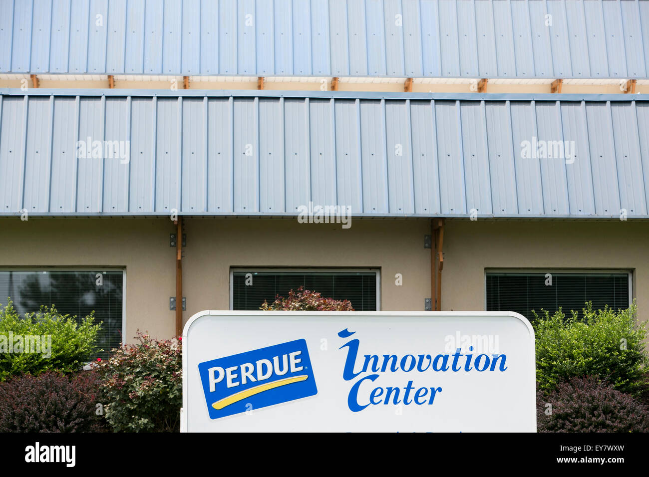 A logo sign outside of the Perdue Farms Innovation Center in Salisbury ...