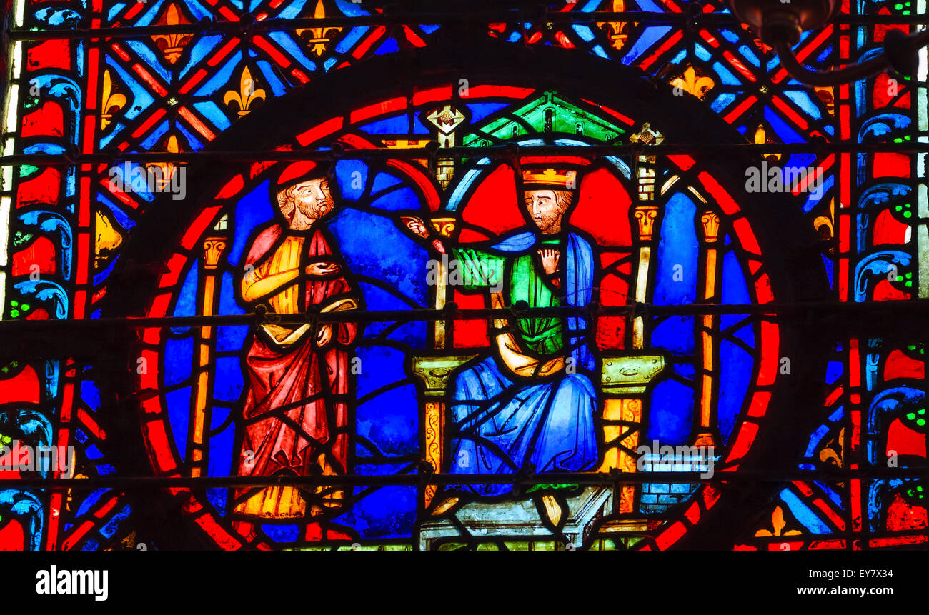 King Adviser Medieval Life Stained Glass Saint Chapelle Paris France ...