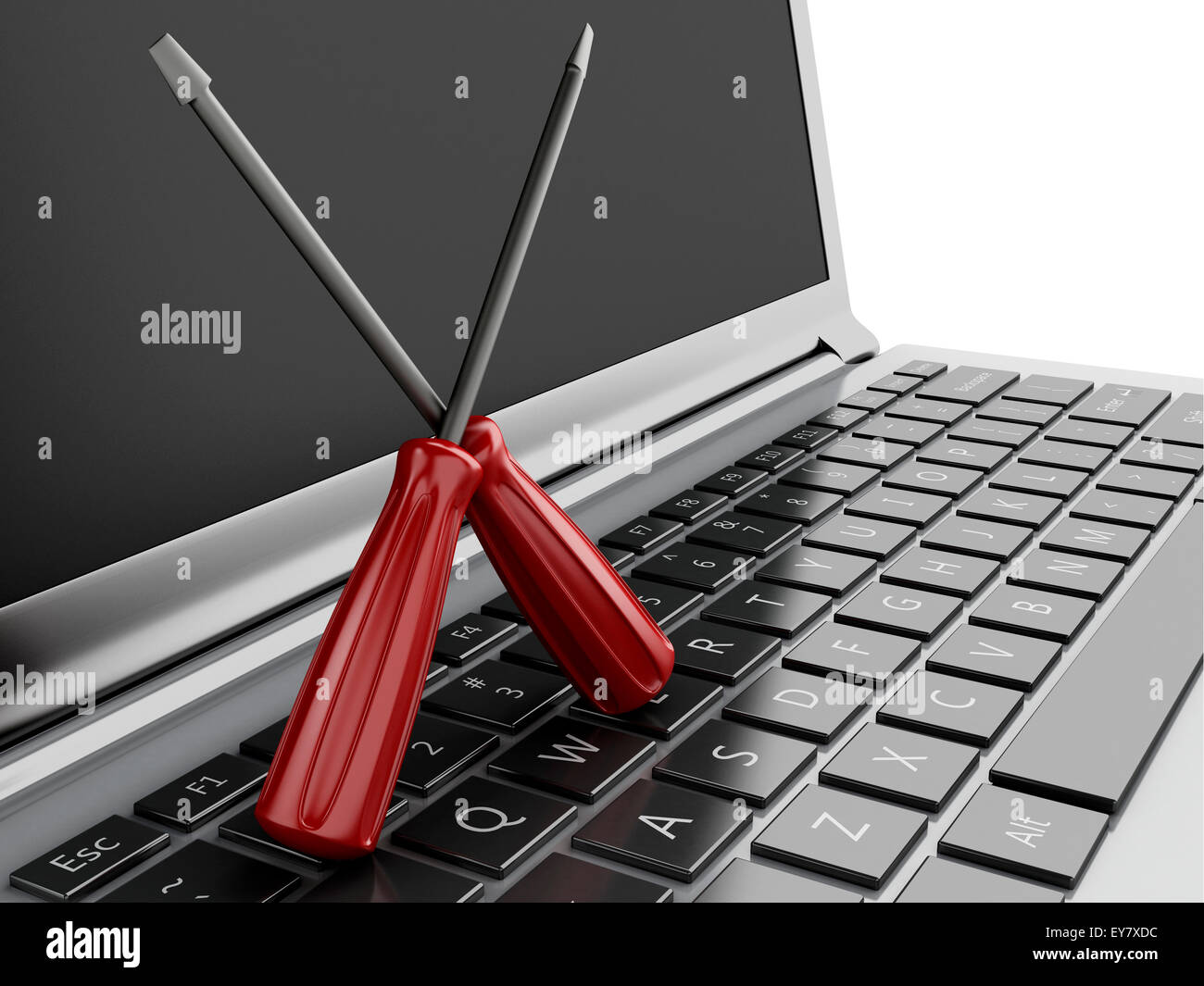 3d renderer image. Tools on laptop pc. Service concept Stock Photo - Alamy