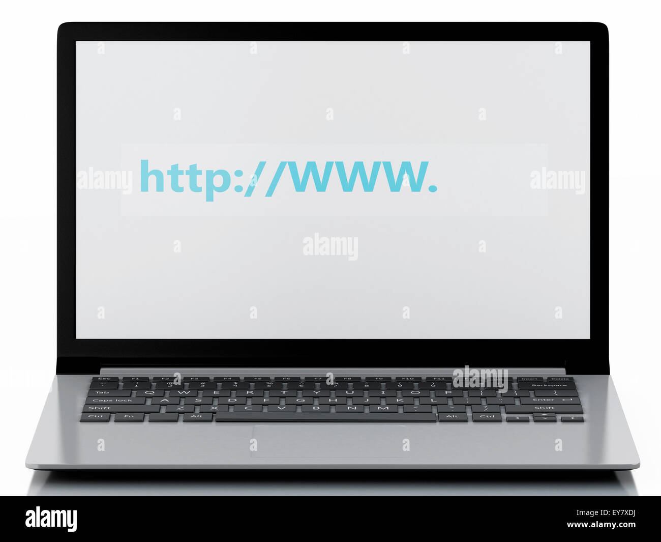 3d image. Web search on laptop pc. Internet concept. Isolated white ...