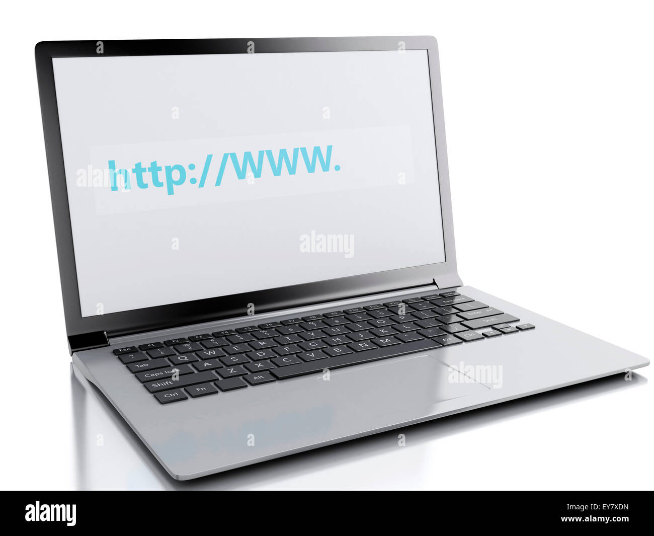 3d image. Web search on laptop pc. Internet concept. Isolated white ...