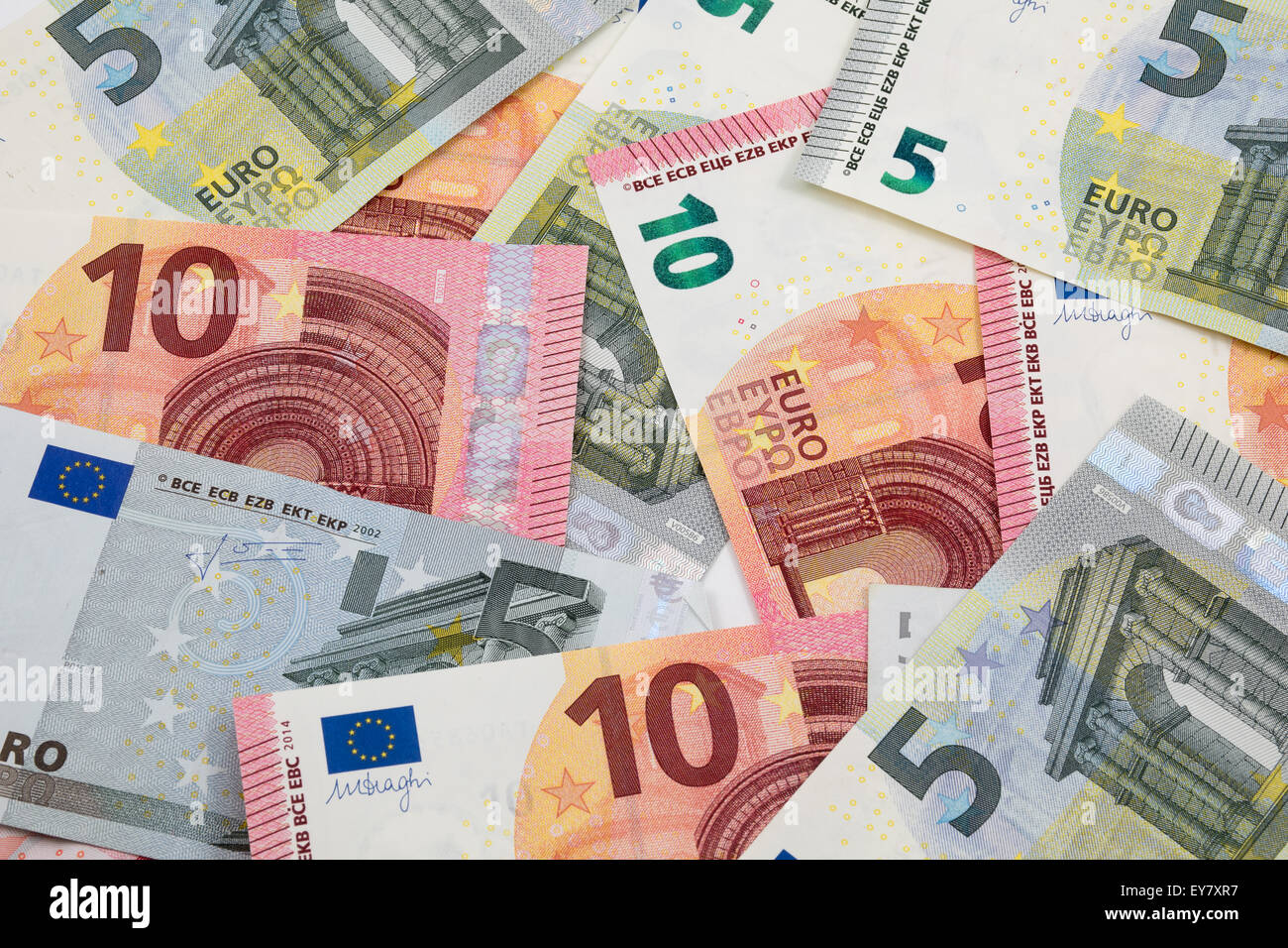 5 and 10 Euro Notes background Stock Photo - Alamy