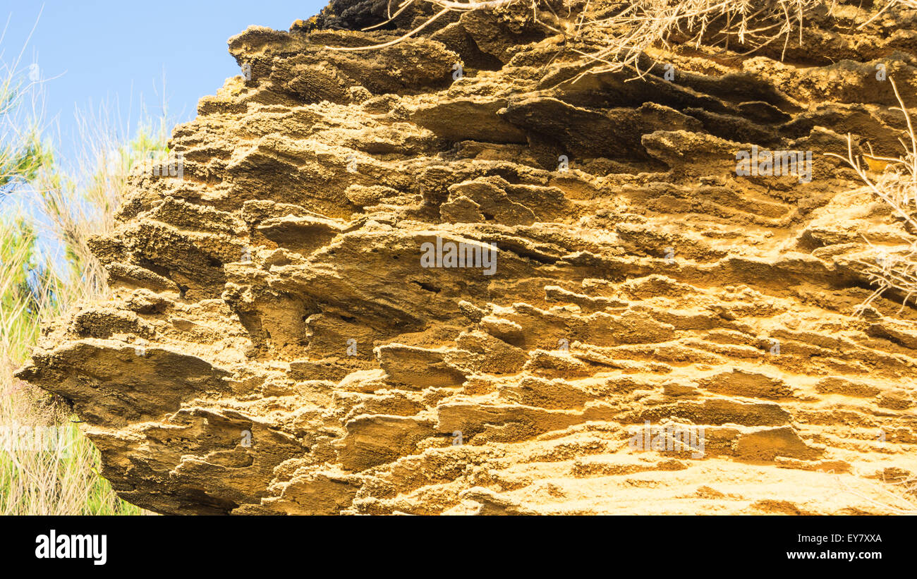 yellow rock sediments. Stratification of yellow stone Stock Photo - Alamy