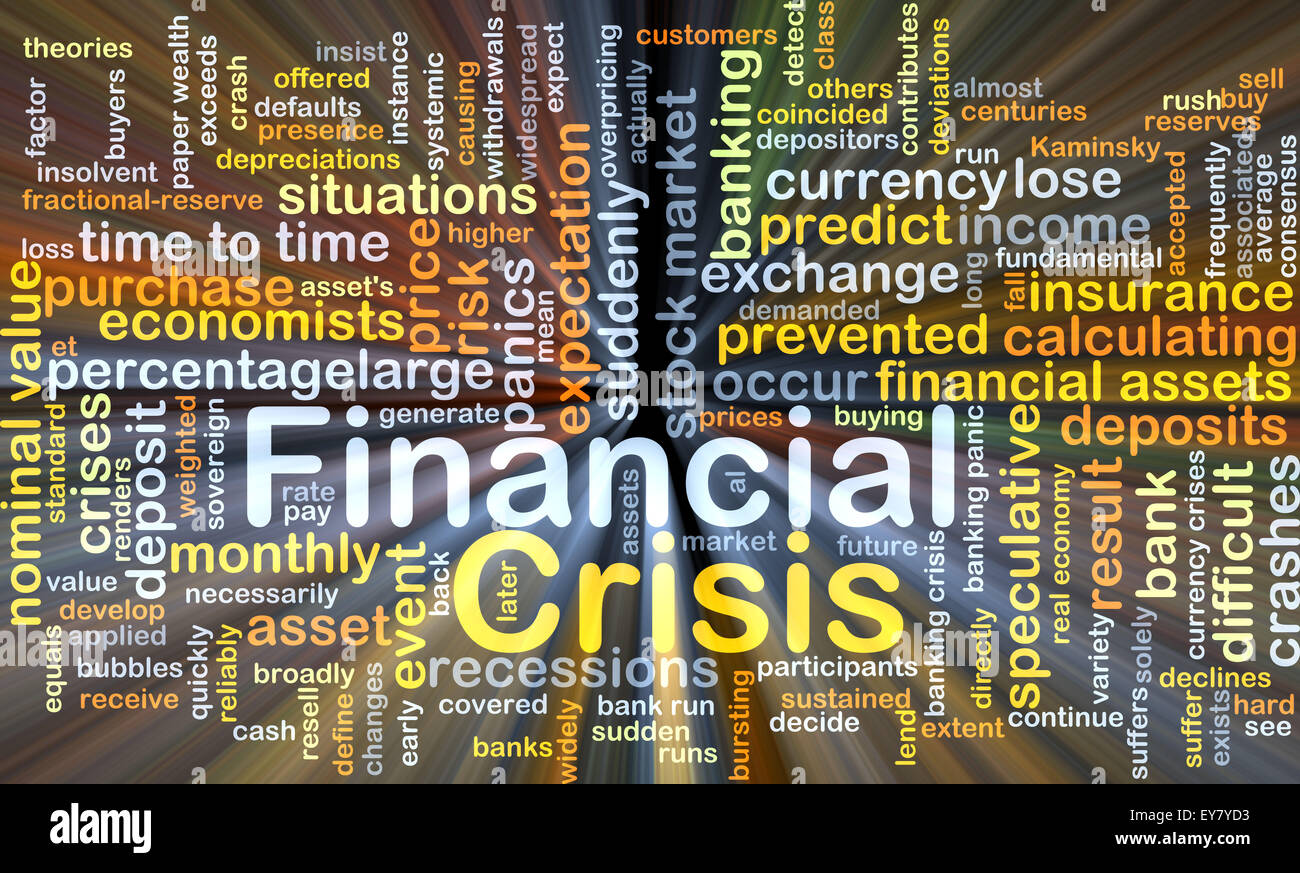 Background concept wordcloud illustration of financial crisis glowing ...