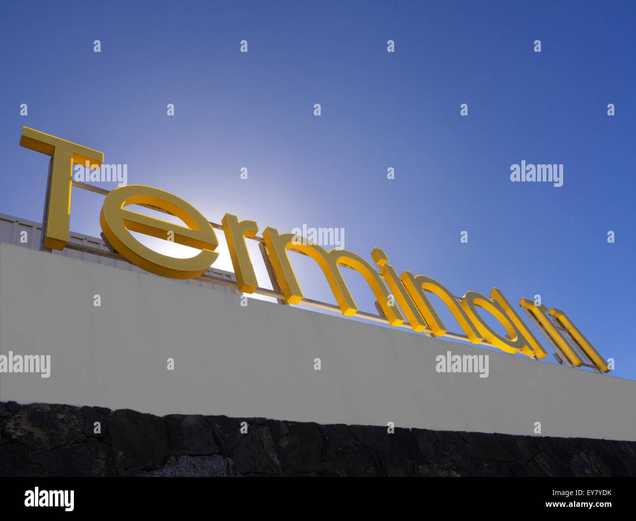 Airport terminal TI sign on top of airport building Stock Photo - Alamy