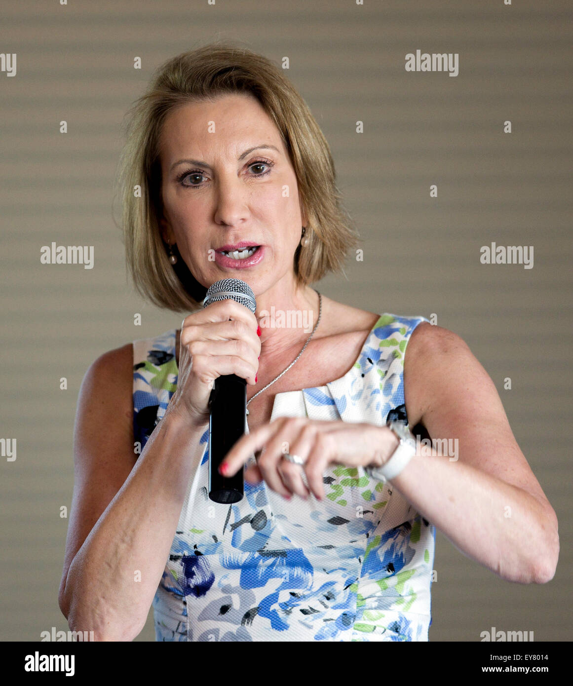 Ames, Iowa, USA. 23rd July, 2015. Presidential candidate CARLY FIORINA ...