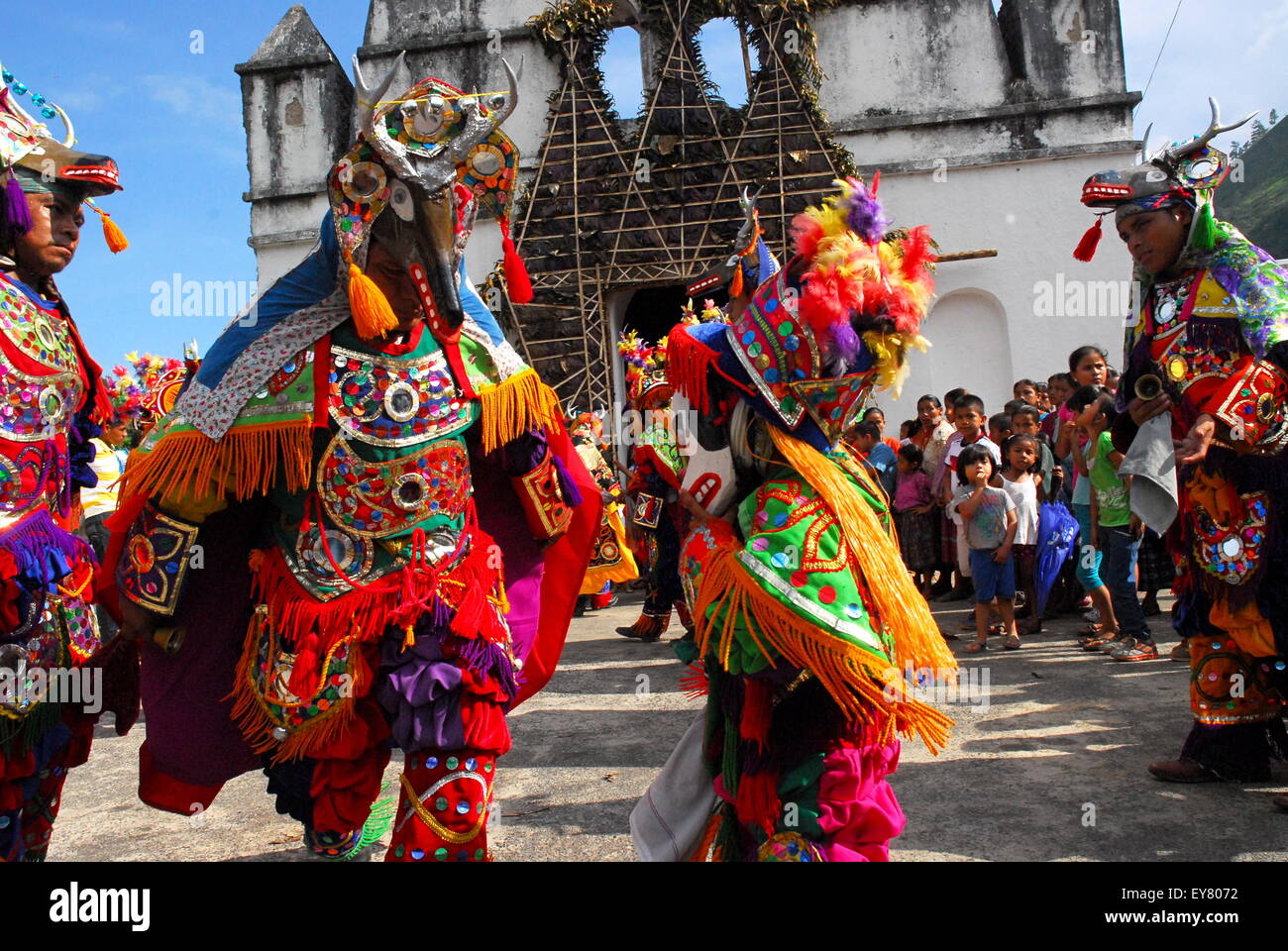 Guatemala Deer Dance traditional costumes and masks Stock Photo - Alamy