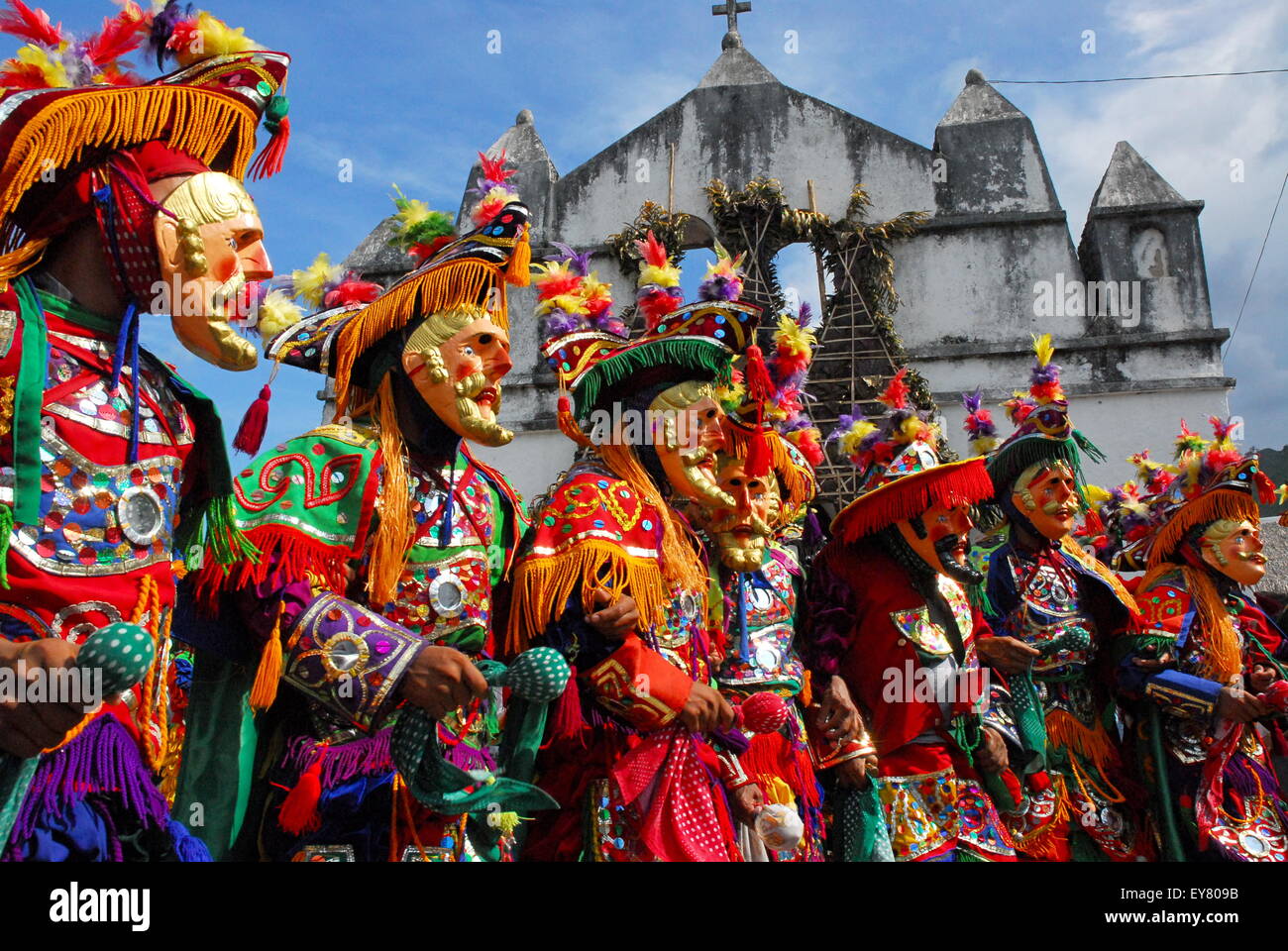 Guatemala Deer Dance traditional costumes and masks - Spanish hunters ...