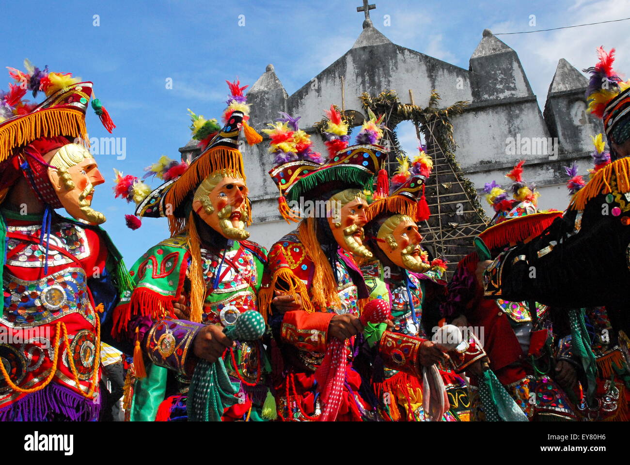 Guatemala Deer Dance traditional costumes and masks - Spanish hunters ...