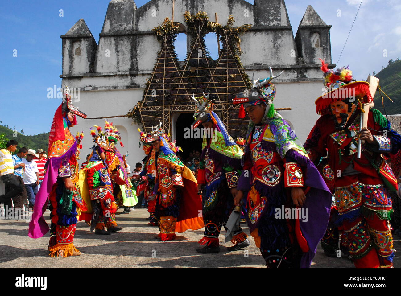 Guatemala Deer Dance traditional costumes and masks Stock Photo - Alamy