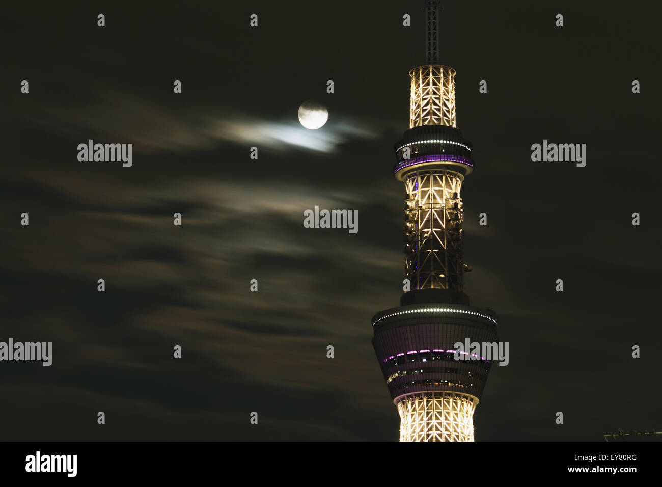 Tokyo tower and moon hi-res stock photography and images - Alamy