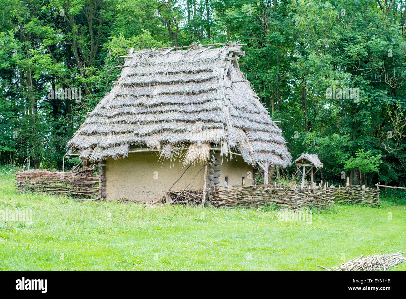 The house from the Middle Ages standing on a green meadow Stock Photo ...
