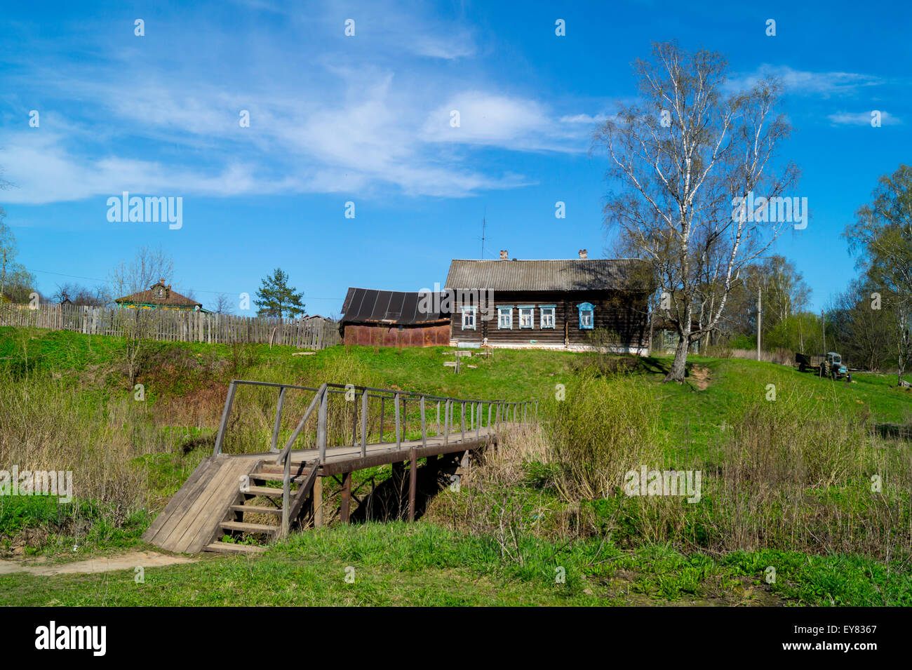 Rustic landscape on background blue sky Stock Photo - Alamy