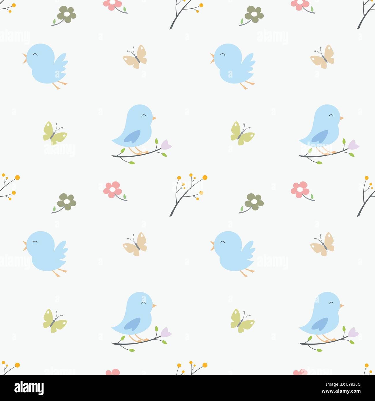 Cartoon Birds Seamless Pattern Stock Vector Image & Art - Alamy