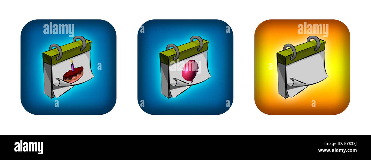 A set of illustrated calendar icons Stock Photo - Alamy