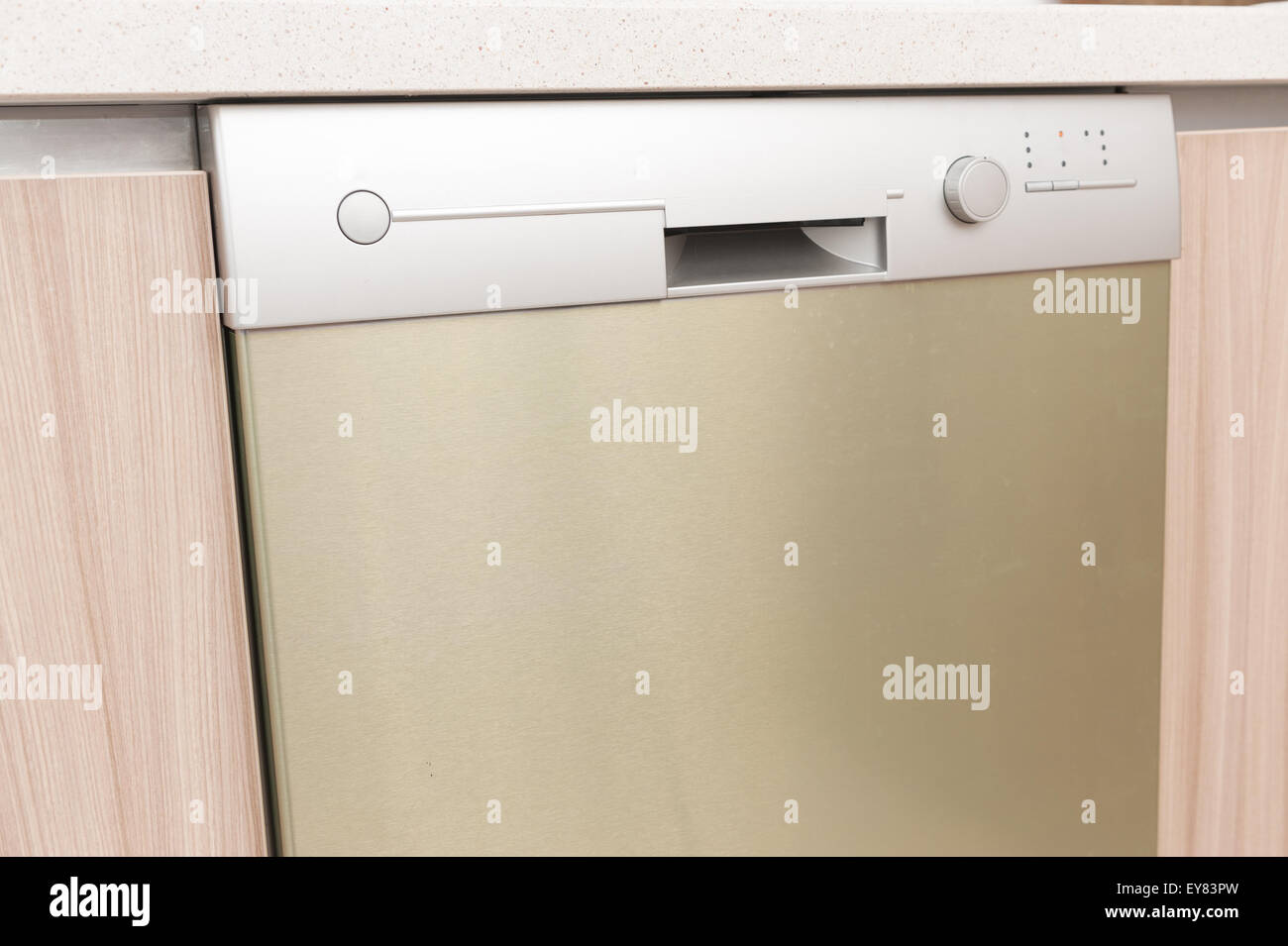 Close up view of dishwasher in kitchen furniture Stock Photo - Alamy