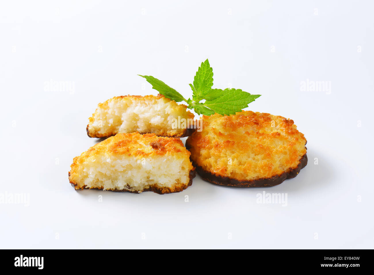 Coconut cookies dipped in bittersweet chocolate Stock Photo - Alamy