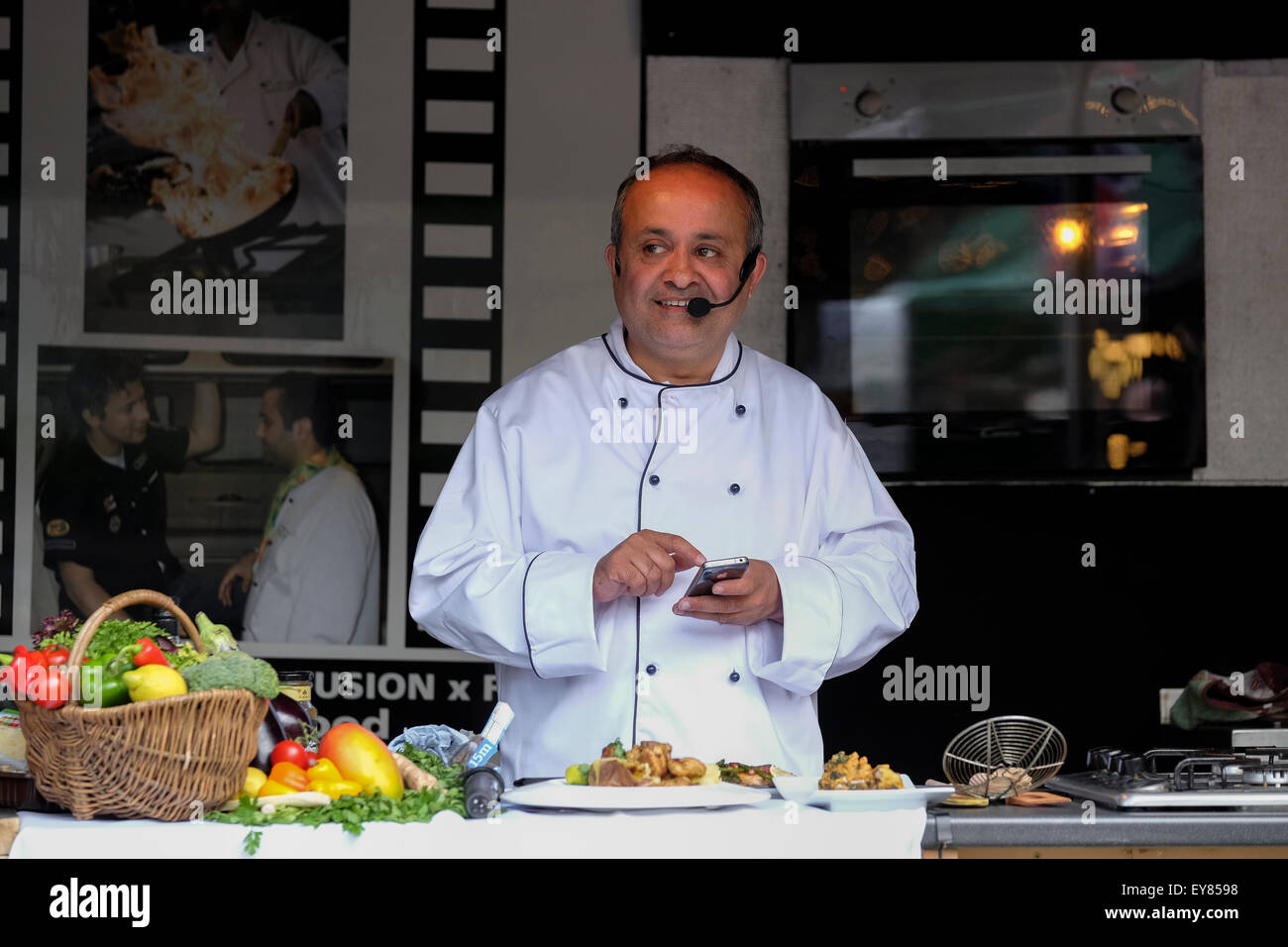 Chef Aaazam Ahmad cooking demonstration at Preston Food Festival Stock ...