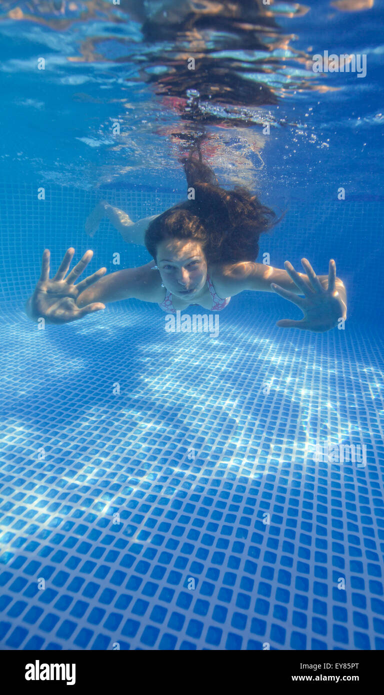 Person underwater in pool hi-res stock photography and images - Alamy
